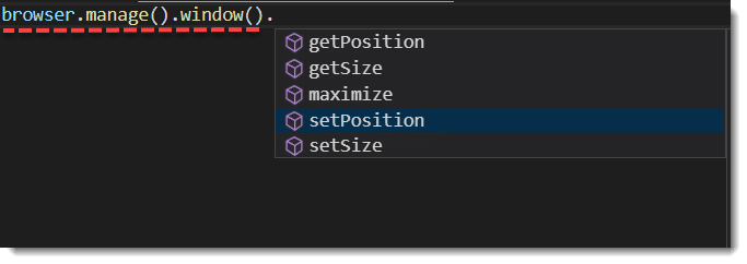What are the different Protractor Browser Window Commands?